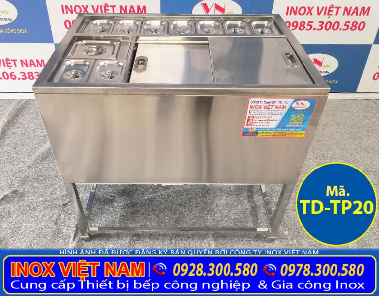 Thùng Đá Inox Khung Chân Có Khay Topping TD-TP20 - Inox Việt Nam