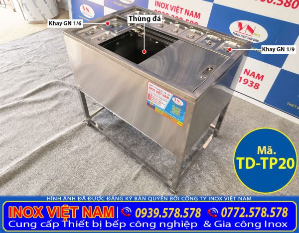 Thùng Đá Inox Khung Chân Có Khay Topping TD-TP20 - Inox Việt Nam