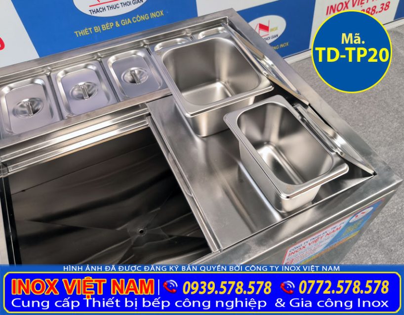 Thùng Đá Inox Khung Chân Có Khay Topping TD-TP20 - Inox Việt Nam