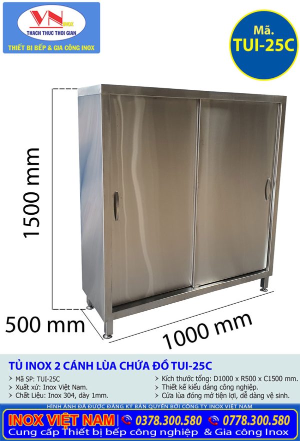 Tủ Inox 2 Cánh Cửa Lùa TUI-25 - Inox Việt Nam