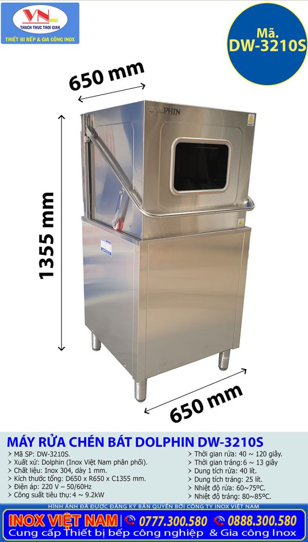 Máy Rửa Chén Bát Công Nghiệp Dolphin DW-3210S - Inox Việt Nam