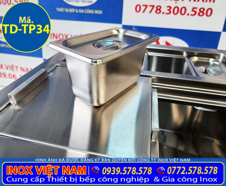 Thùng Đựng Đá Inox Có Chân Kèm Khay Topping TD-TP34 - Inox Việt Nam