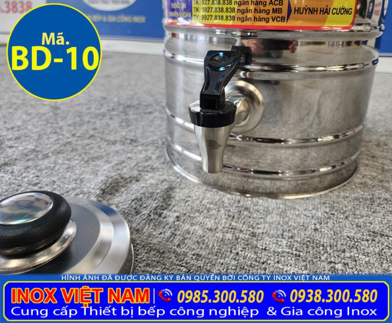 Bình Đá Giữ Nhiệt 2 Lớp Inox 304 10L BD-10 - Inox Việt Nam